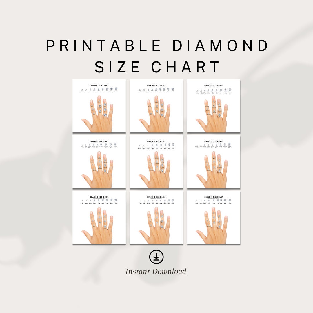 Printable Diamond Size Chart | Carat to Millimeter Conversion Guide ...