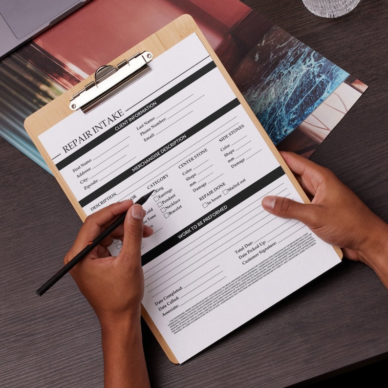 Jewelry Repair Intake Form: Printable PDF Template (8.5x11) - Etsy