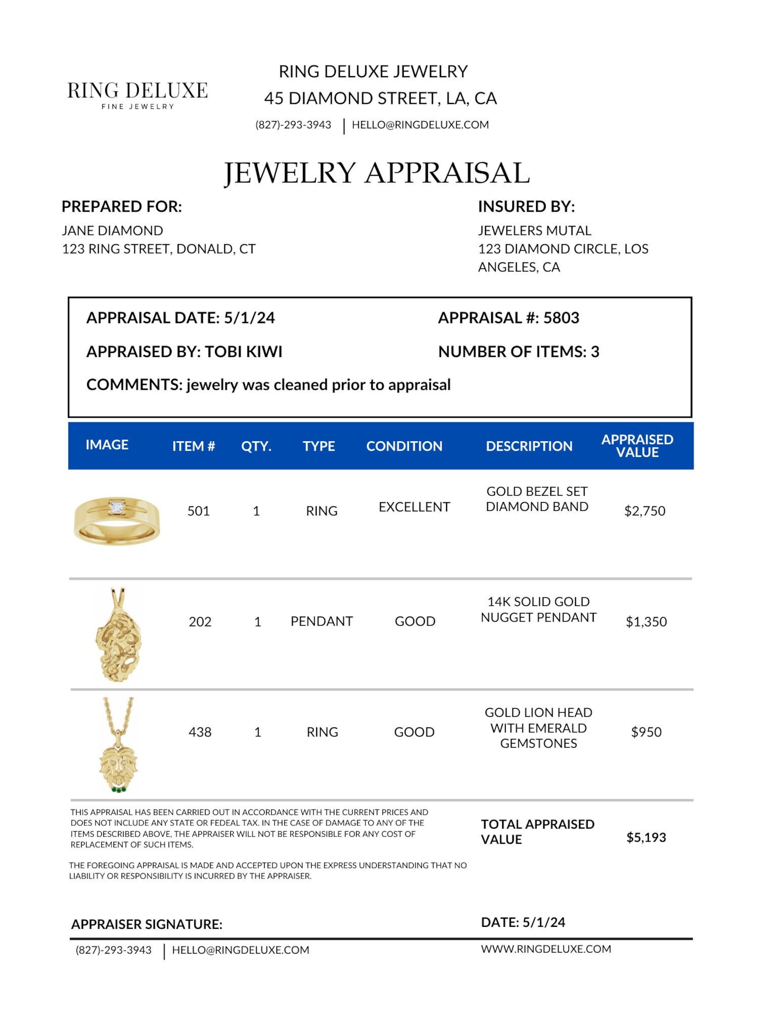 Multi-item Jewelry Appraisal Template PDF Re-usable Templates for ...