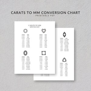 Diamond Conversion Chart, Carat Weight to Millimeters Chart for ...