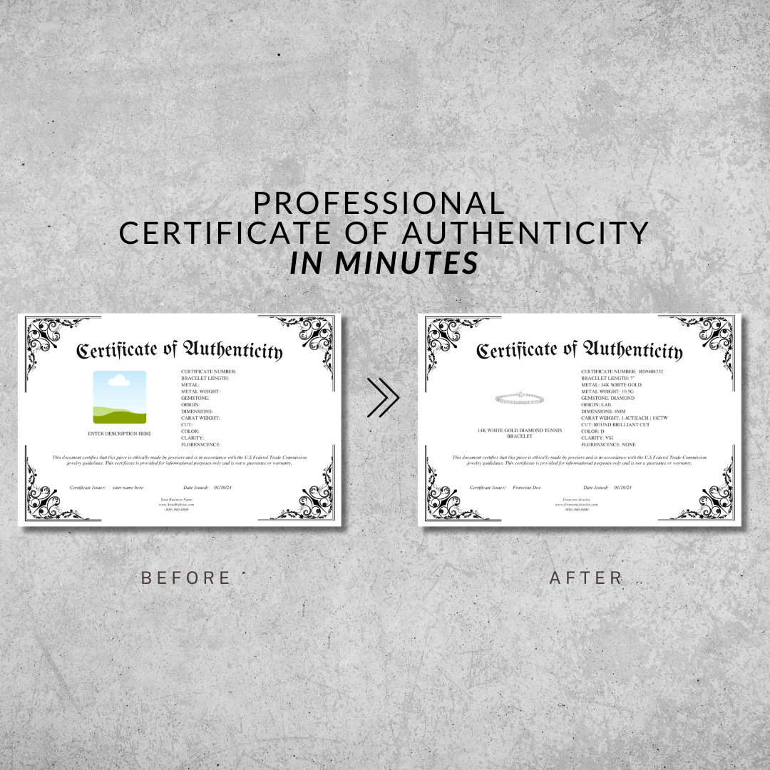 Certificate of Authenticity Templates for Diamond Jewelry ...