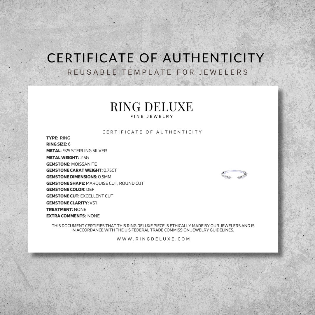 Printable Ring Certificate of Authenticity Template Jewelry Business ...