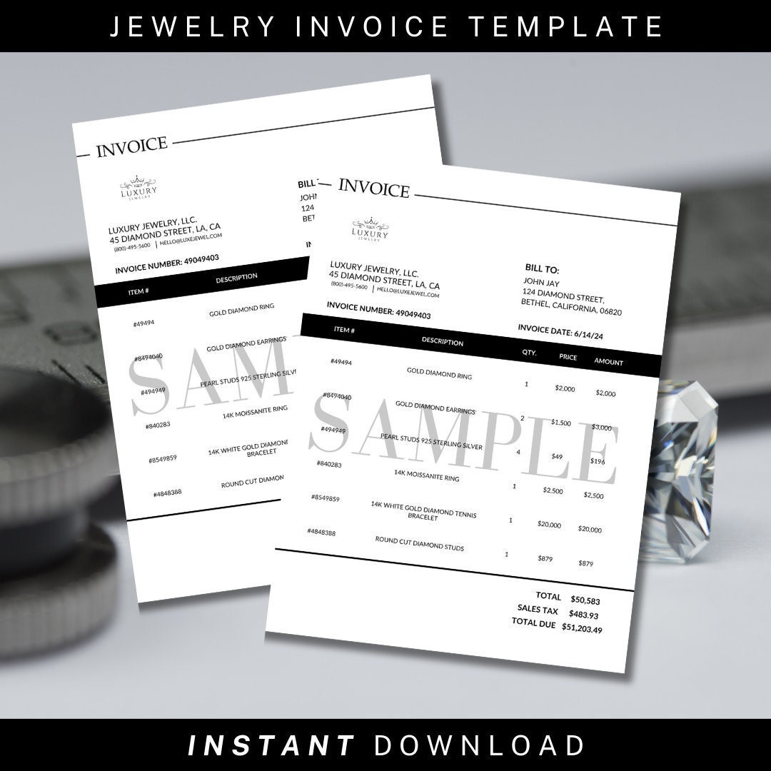 Jewelry Invoice Template PDF | Jewelry Business, Jewelers, Gemologists, Fine Jewelry Store ...