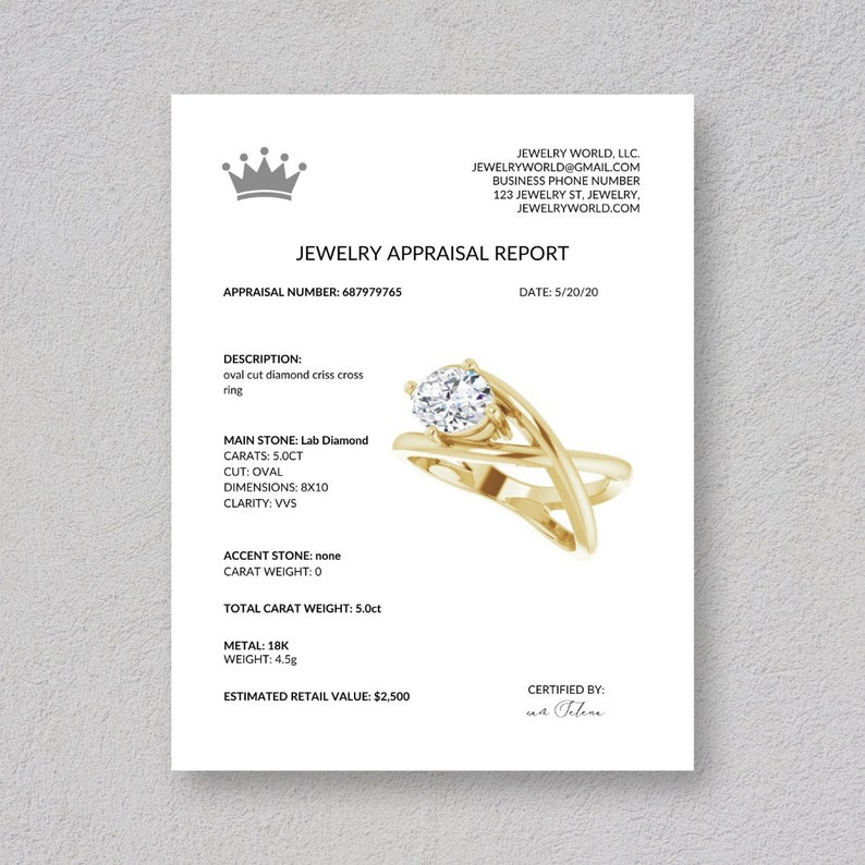 Jewelry Appraisal Report Template: Customizable Canva Printable - Etsy