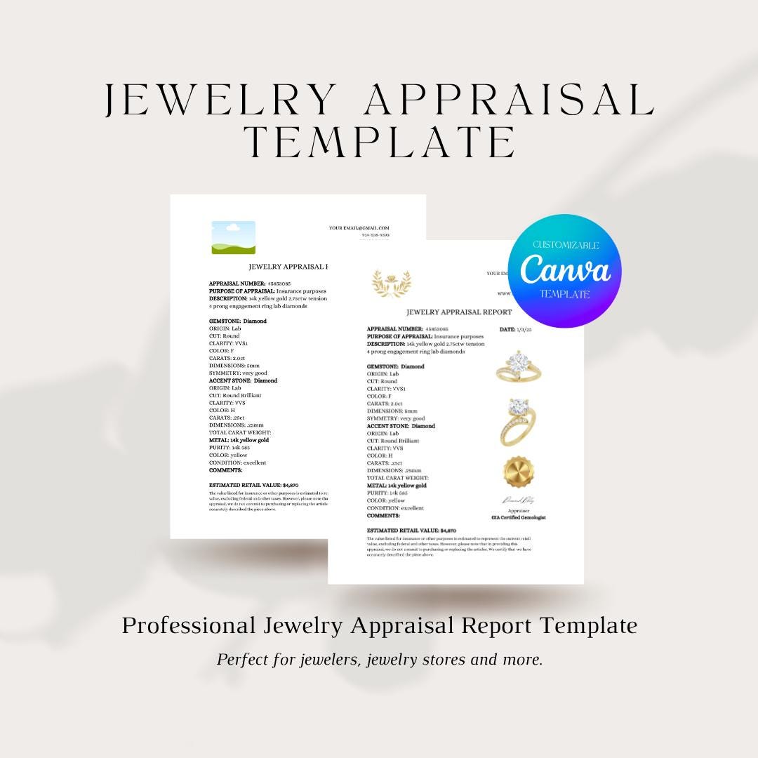 Jewelry Appraisal Report Template: Professional Jeweler Valuation (PDF ...