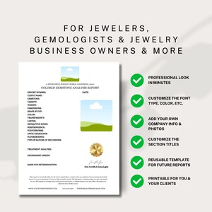 Gemstone Report Template | Gemstone Analysis Certificate of ...