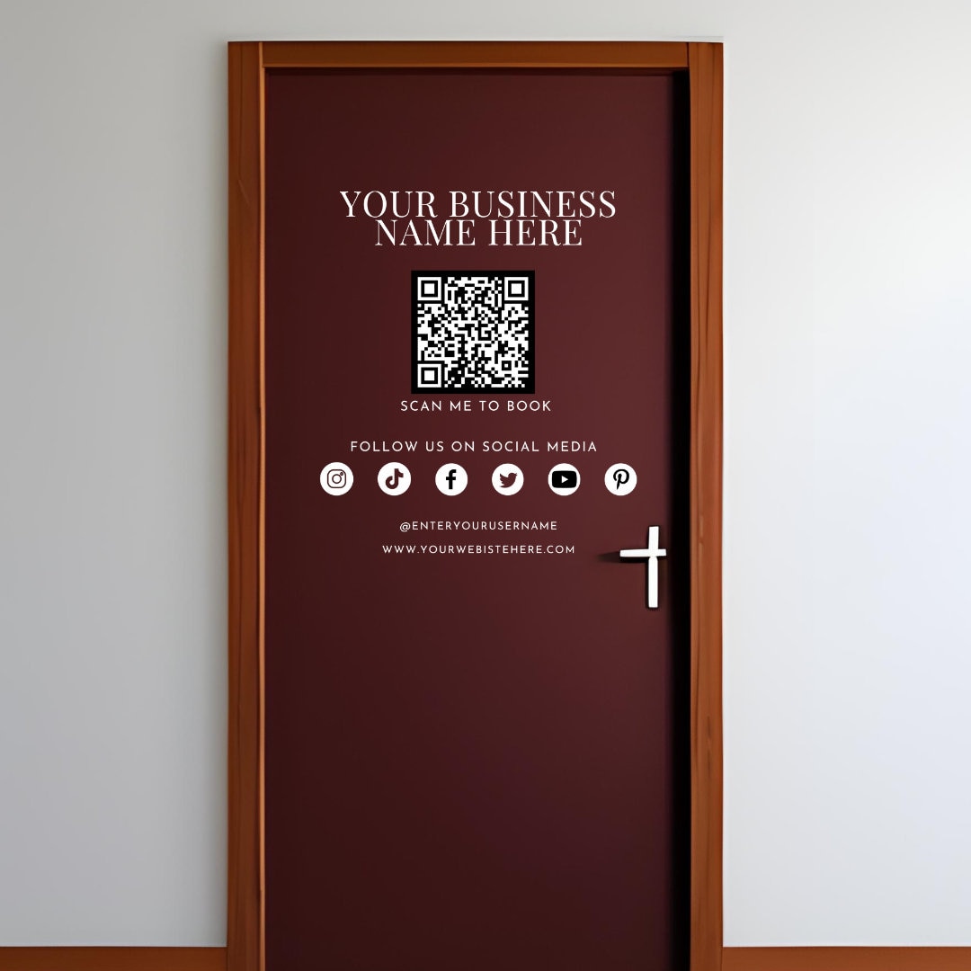 DIY Business Sign Template, Custom Scan to Book Business Door Window ...