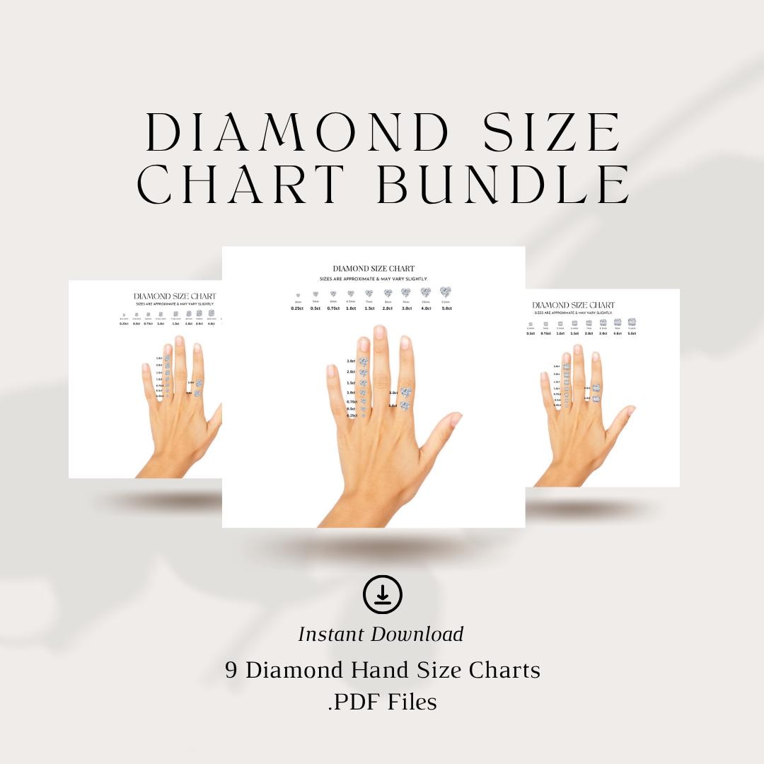 Diamond Carat Size Chart on Hand | Carat to Millimeters Gemstone ...