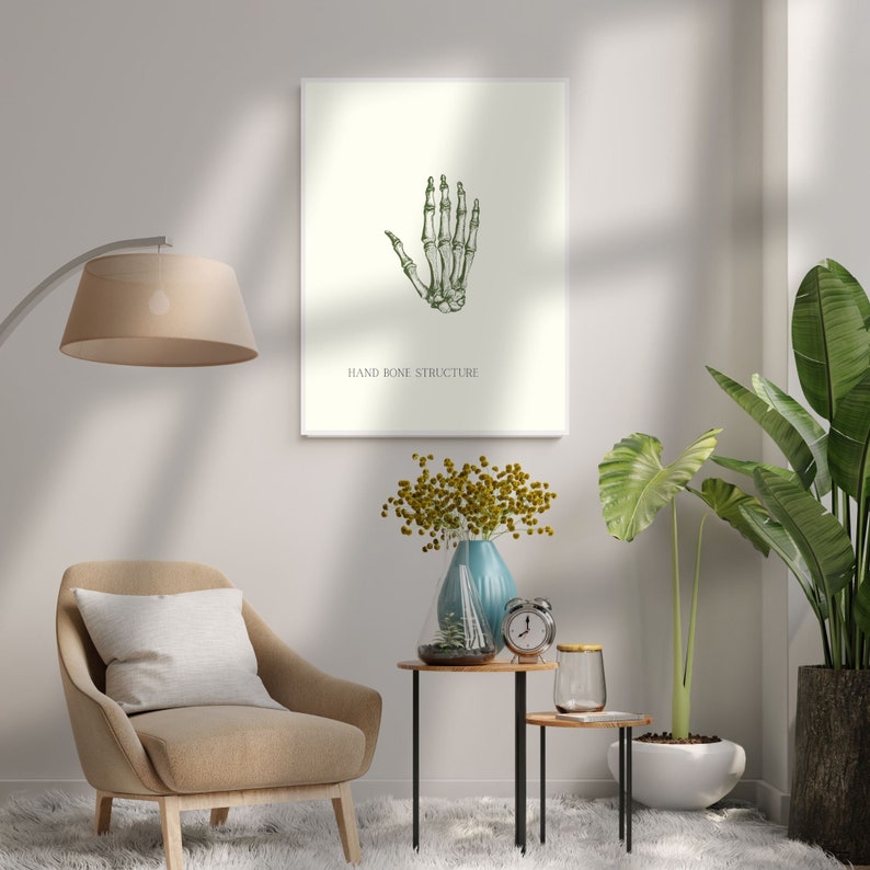 Vintage Hand Anatomy Poster Physical Therapy Wall Art, Bone Structure ...