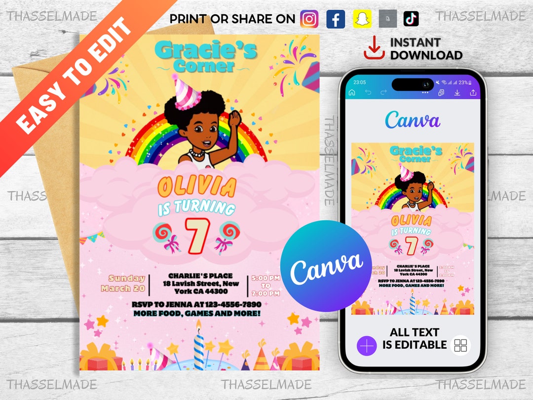 Gracie's Template Printable Editable Canva Editable Gracie's Corner ...