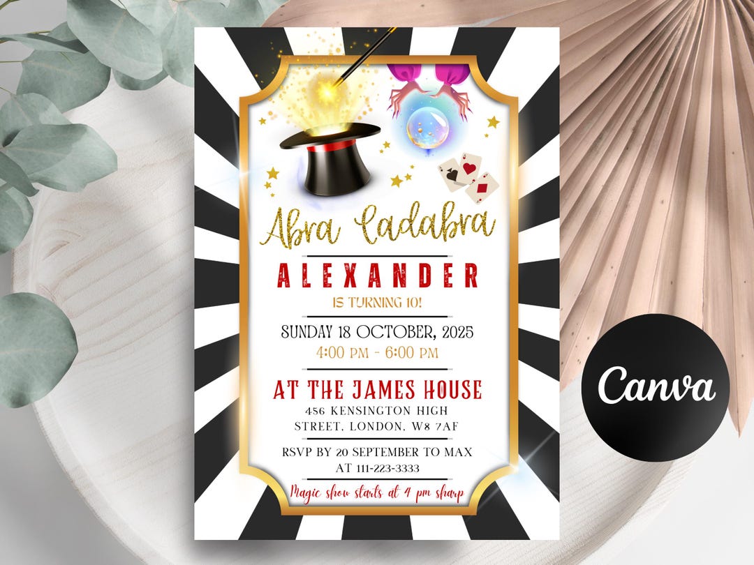 Magic Party Invitation Instant Download Magic Birthday Party ...