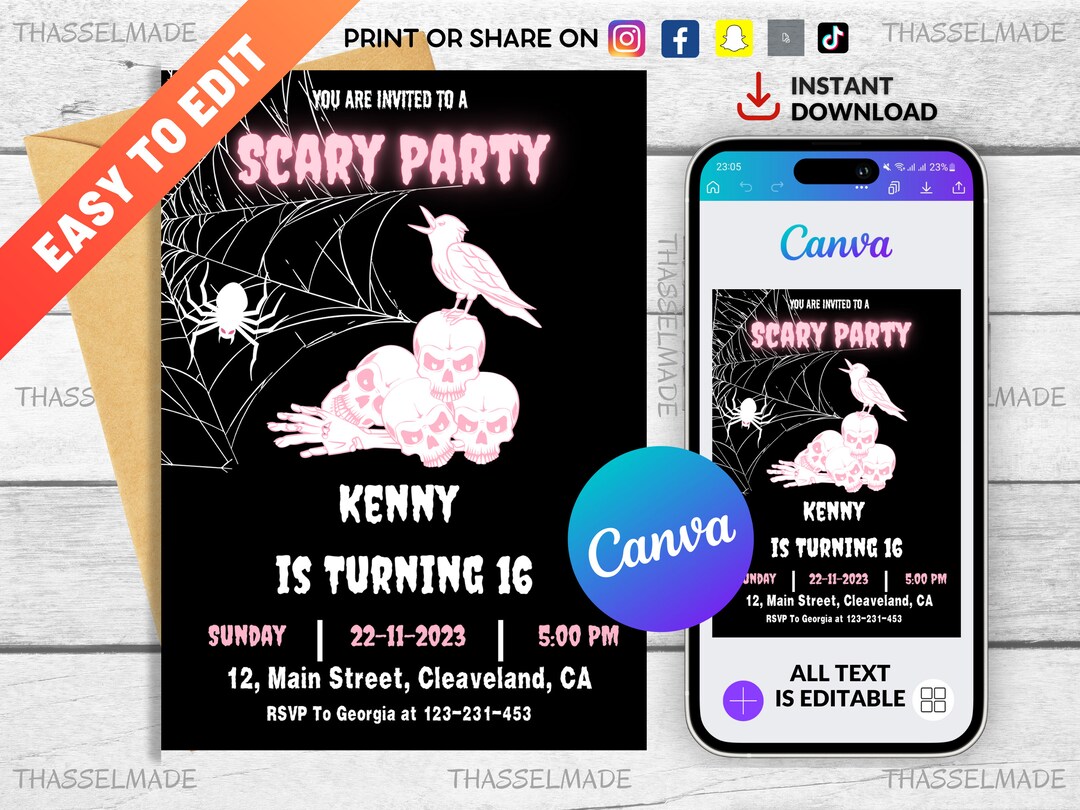 Halloween Party Invitation, Scream Halloween Party Invite, Scream ...