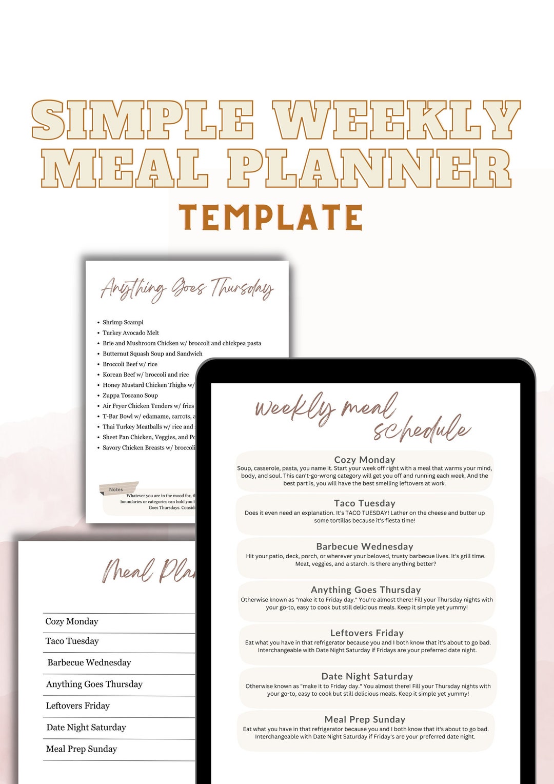 Editable, Printable Weekly Meal Planner Template - Meal Planning Made ...