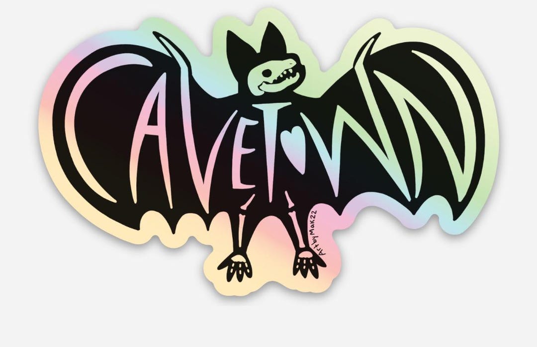 Cavetownholographic Waterproof Sticker, Cavetown Bat Logo, Bat Skeleton ...