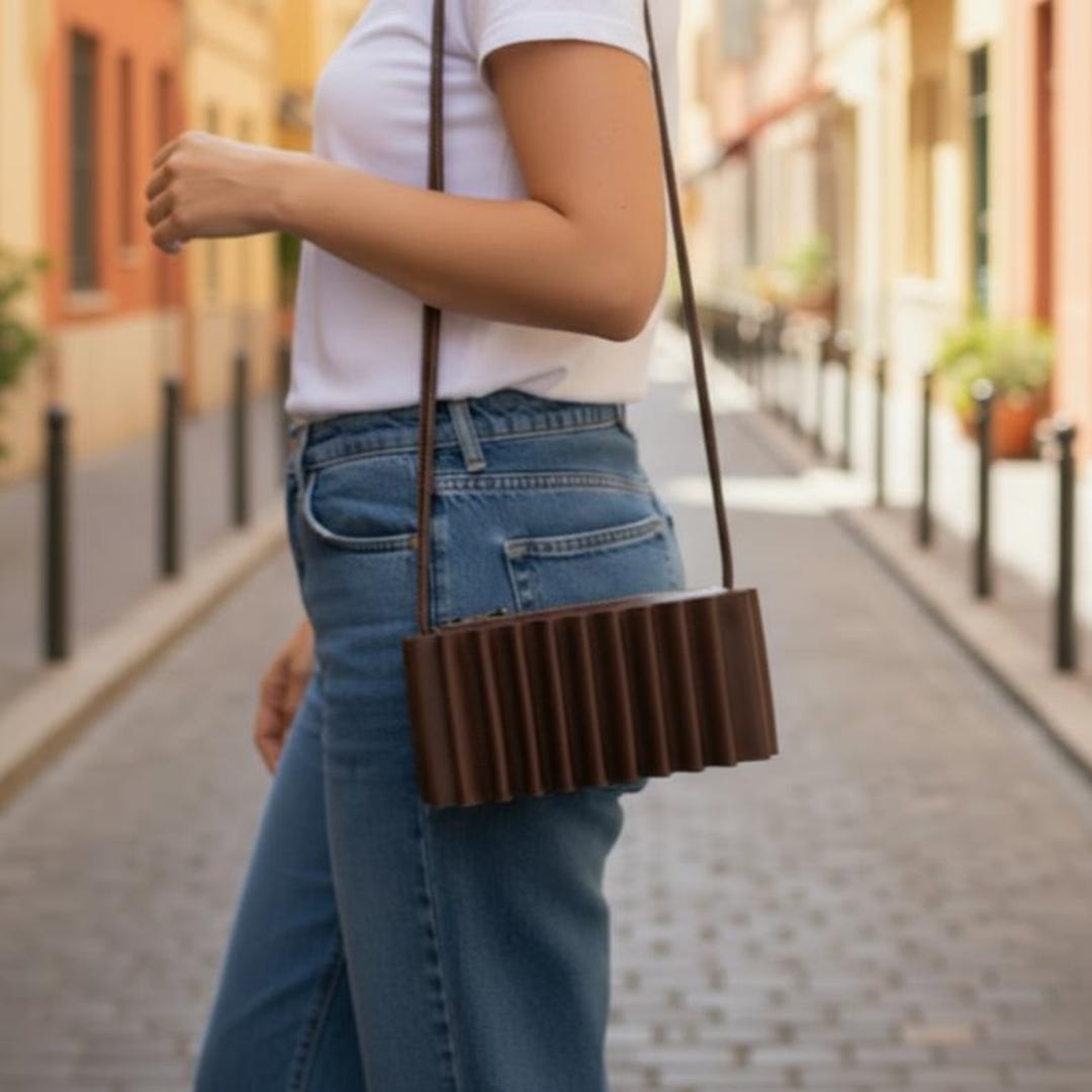 Ripple Leather Bag PDF Pattern: Structured Shoulder Bag (digital ...