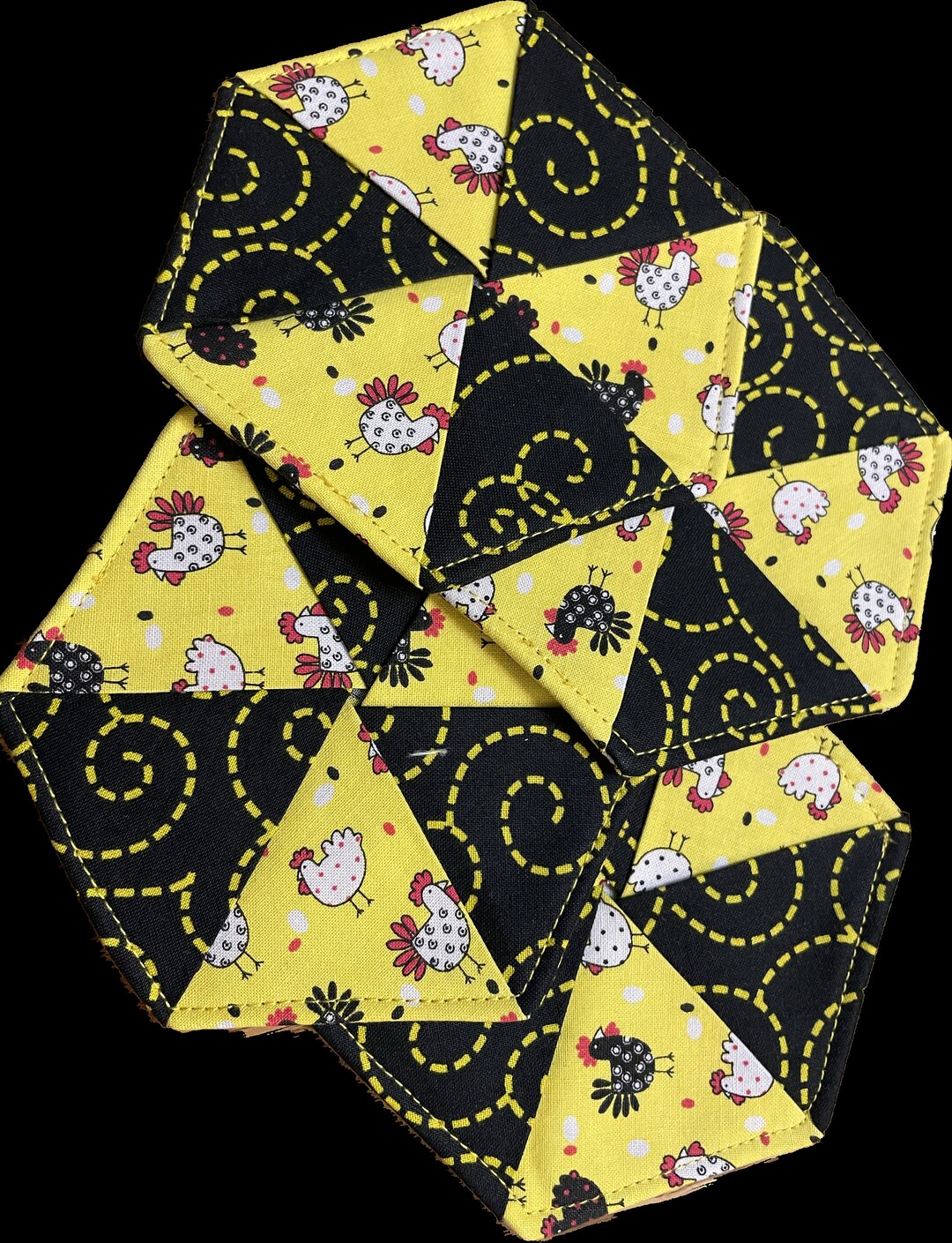 Hexagon Fabric Coasters Set of 4 Chicken Fabric - Etsy