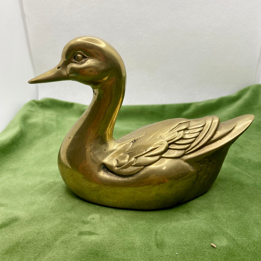 Vintage Brass Duck Figurine - Etsy