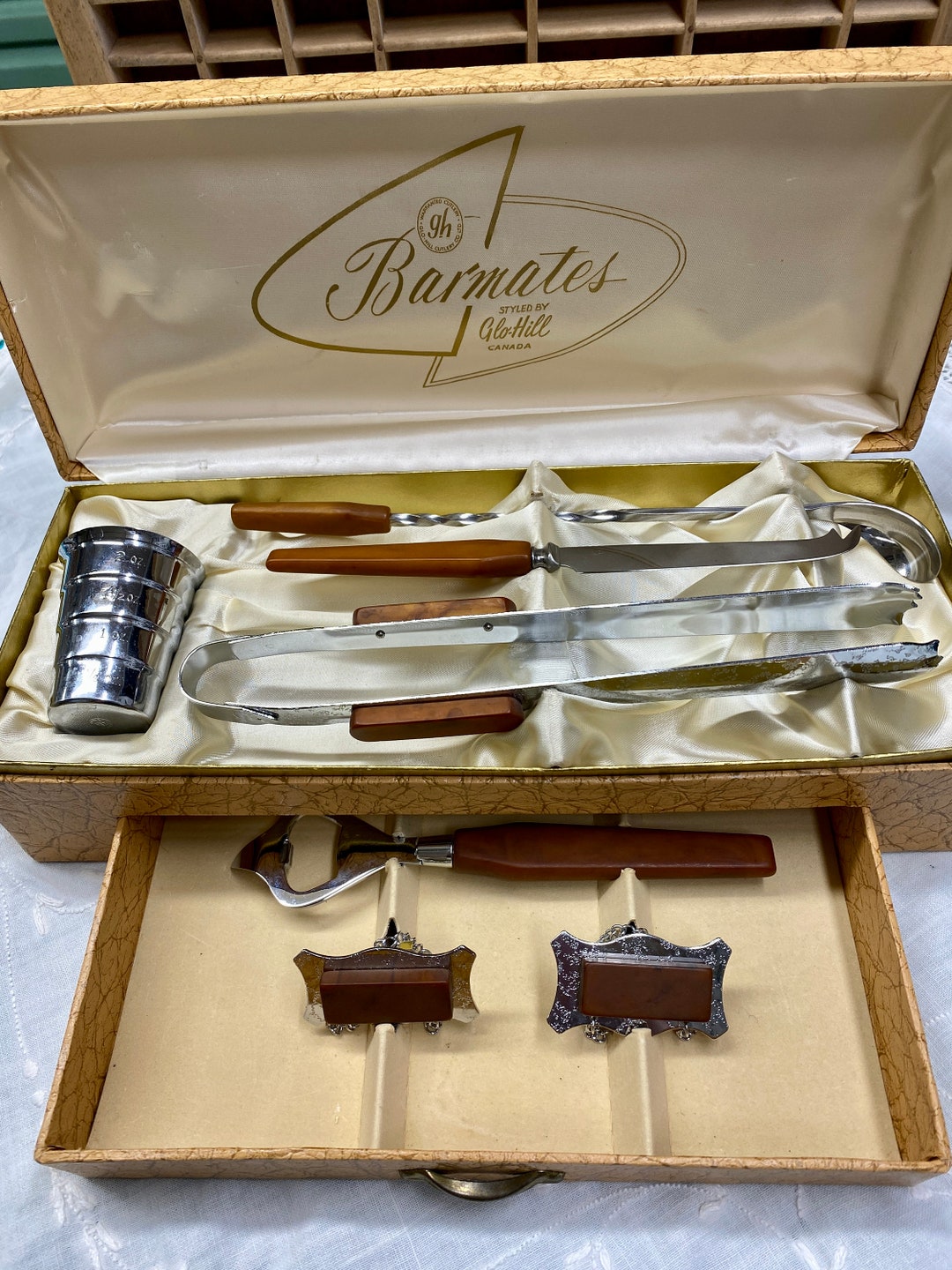 Glo Hill Butterscotch Marble Bakelite Bar Tool Set - Etsy