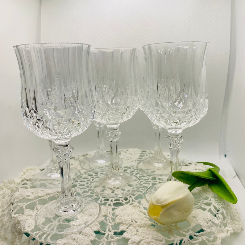 Sets of 6 Vintage Cristal D'arques Longchamp Wine Glasses, 24% Lead ...