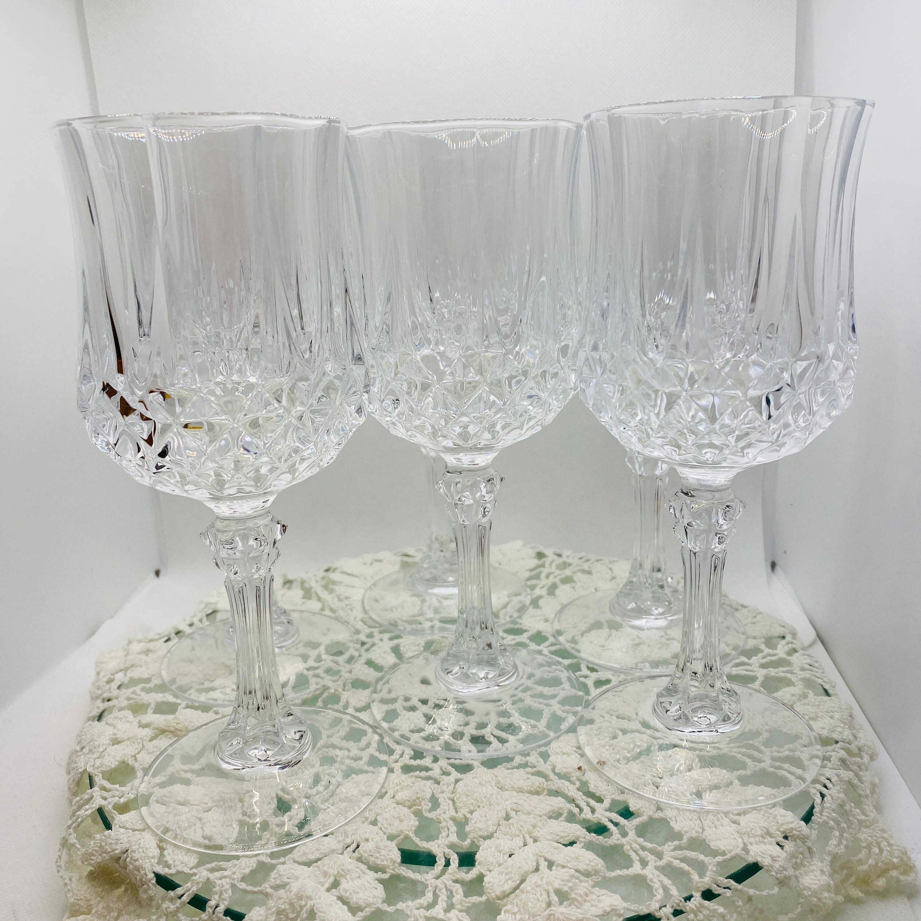 Sets of 6 Vintage Cristal D'arques Longchamp Wine Glasses, 24% Lead ...