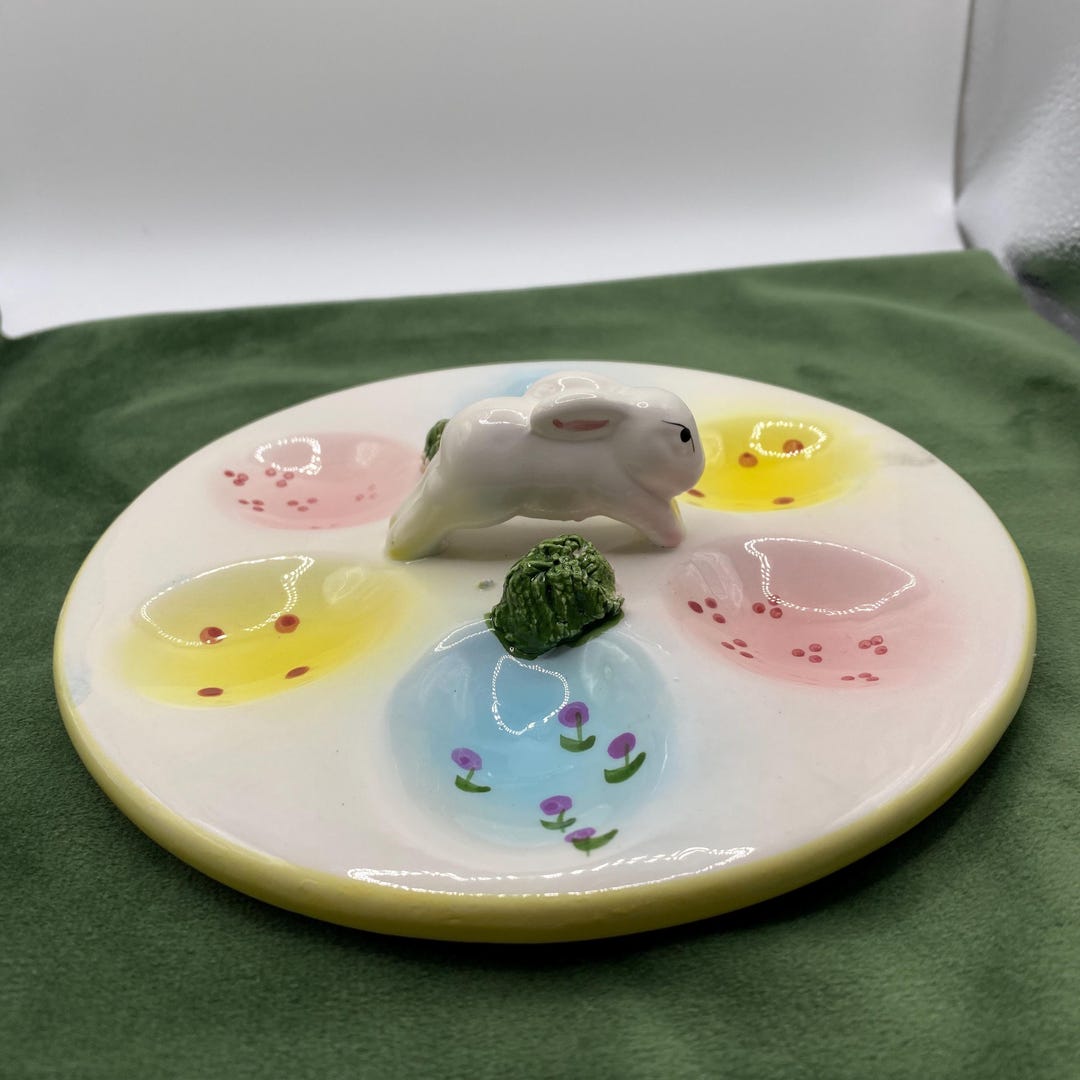 Vintage Nantucket Pottery Raised Bunny Egg Plate - Etsy