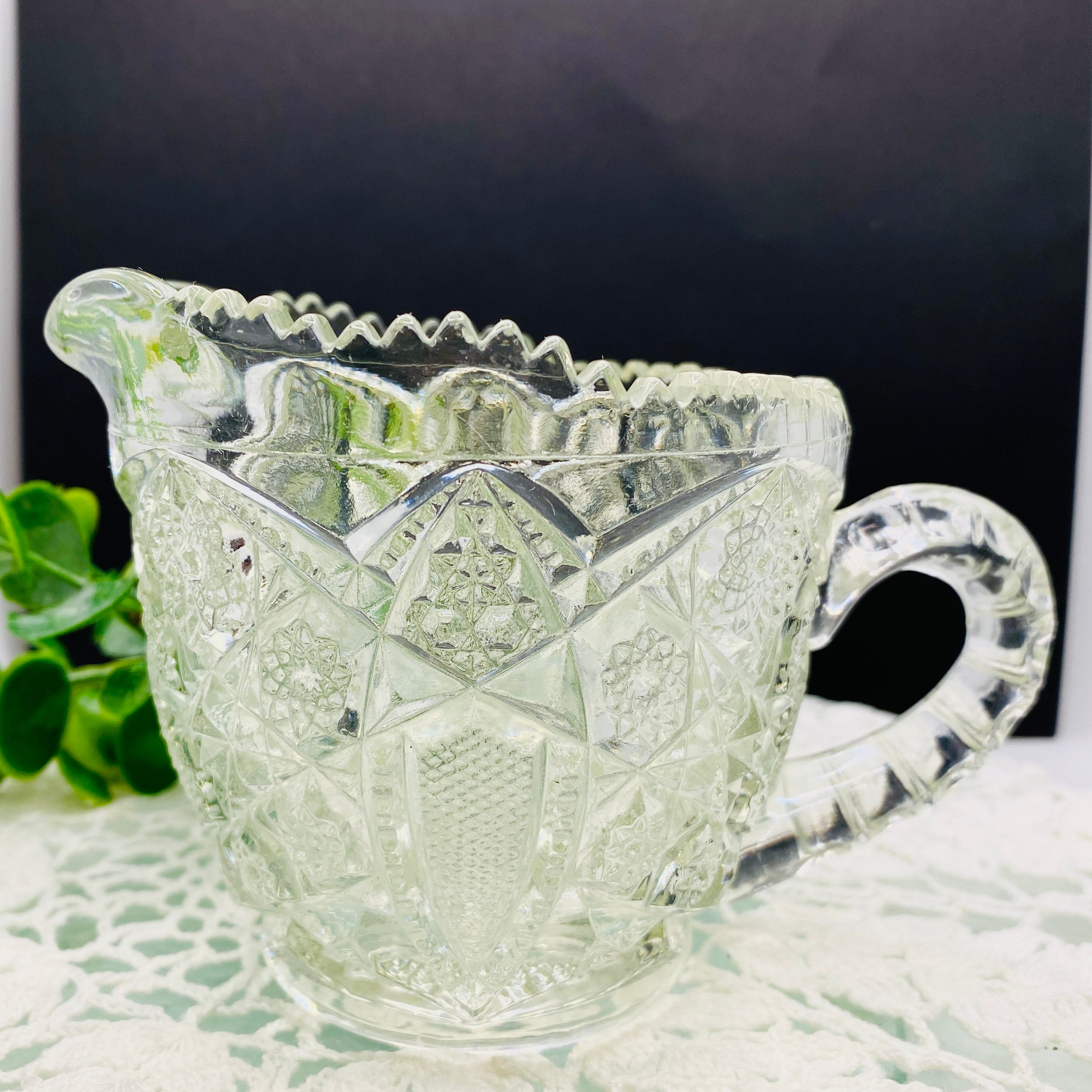 Antique Mckee Glass Co EAPG 1907 Fentec Sawtooth Cut Glass Creamer - Etsy