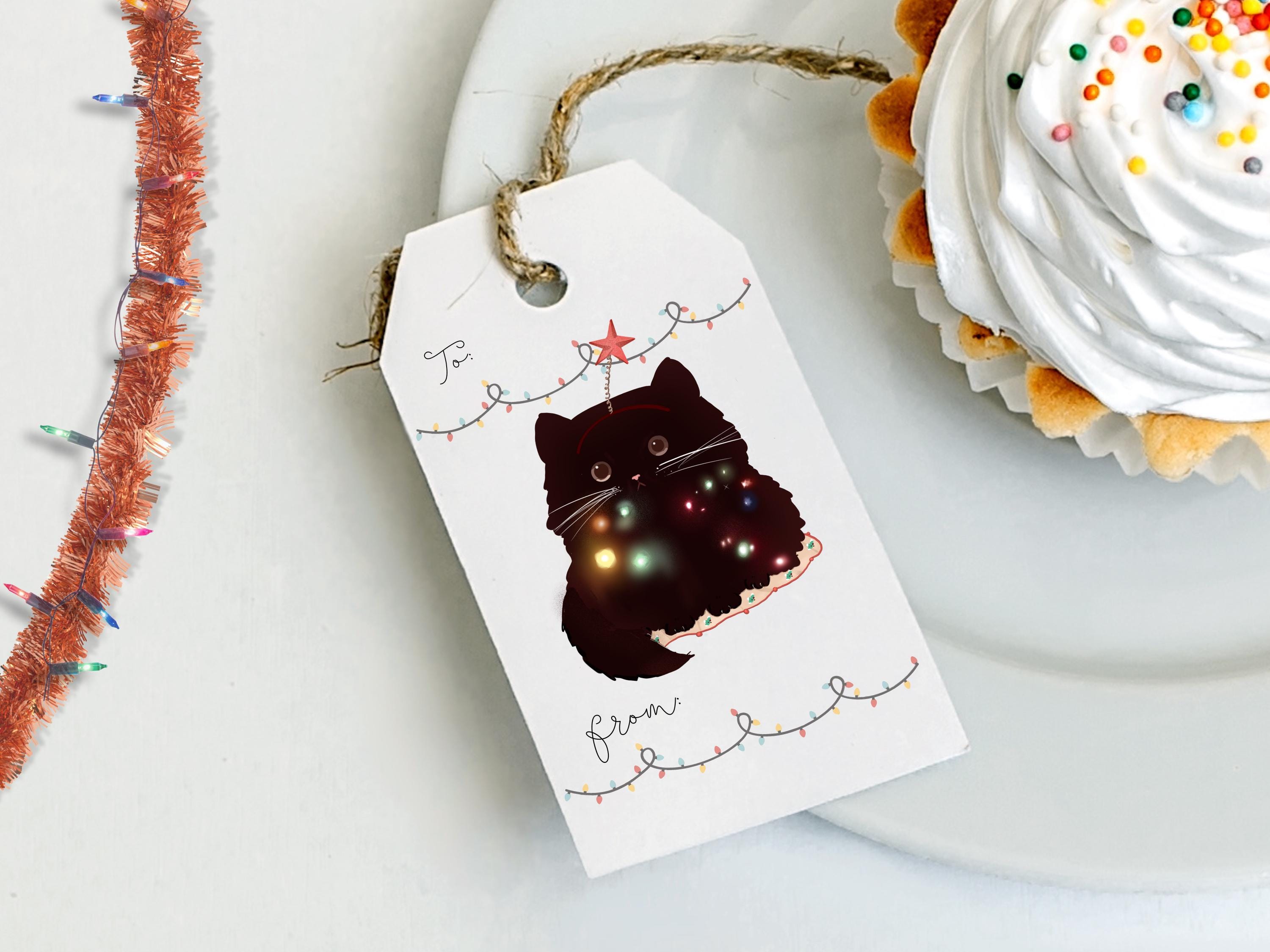 Christmas Tree Cat Holiday Gift Tag for Gift Wrapping Printable - Etsy ...