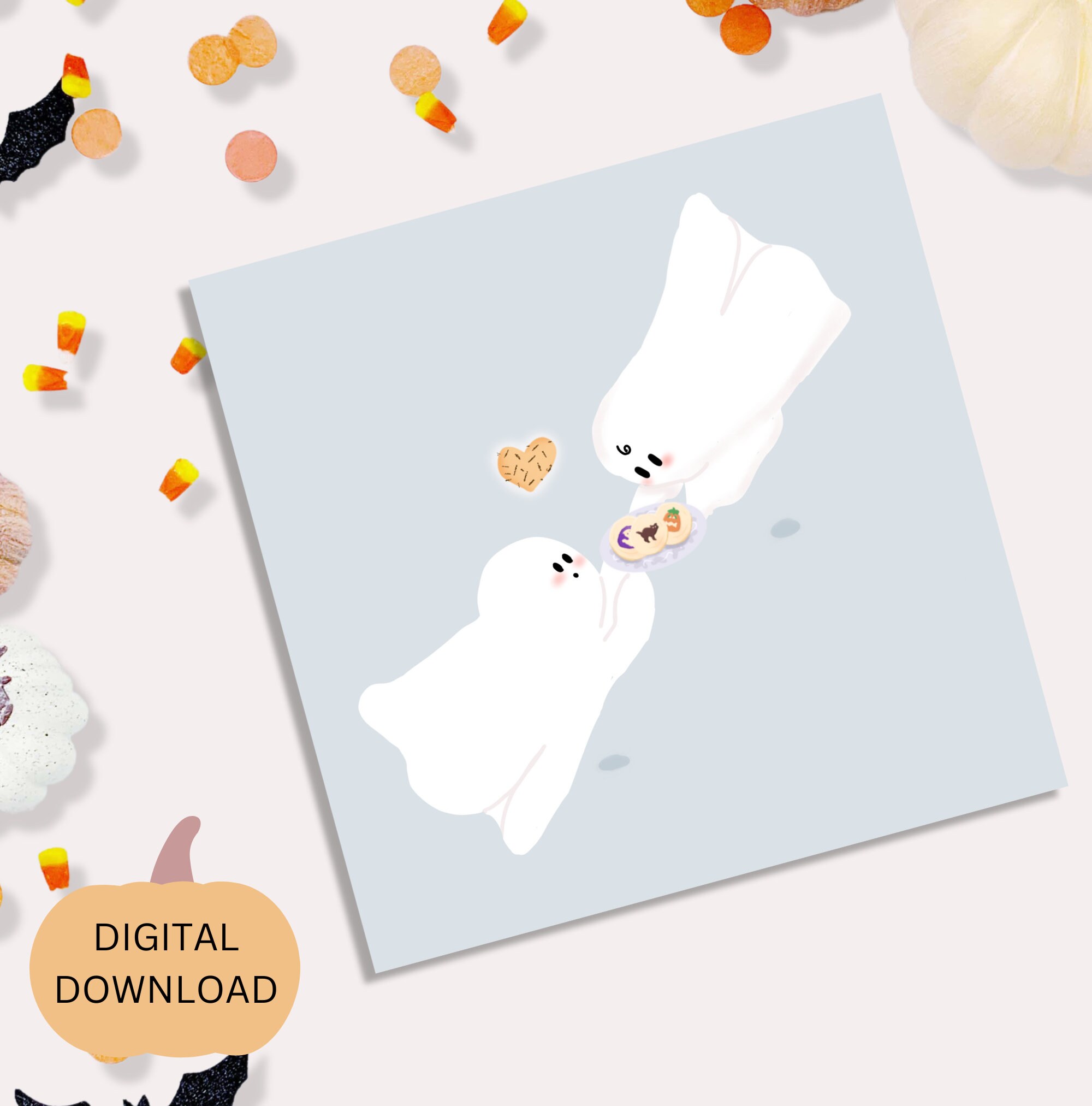 Spooky Lover Ghosts' Art Print for Halloween Lovers' Gift for Spooky ...