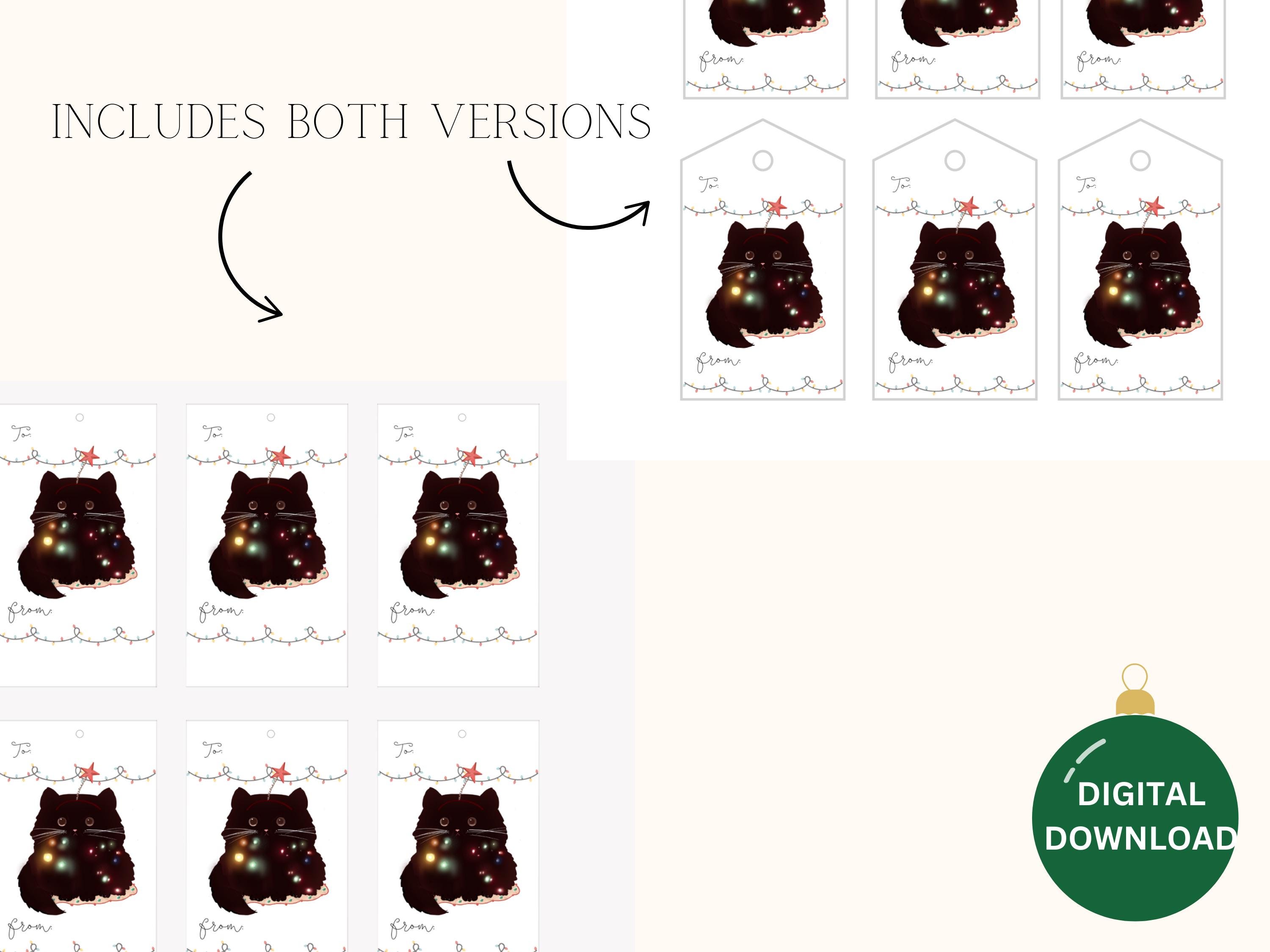 Christmas Tree Cat Holiday Gift Tag for Gift Wrapping Printable - Etsy ...