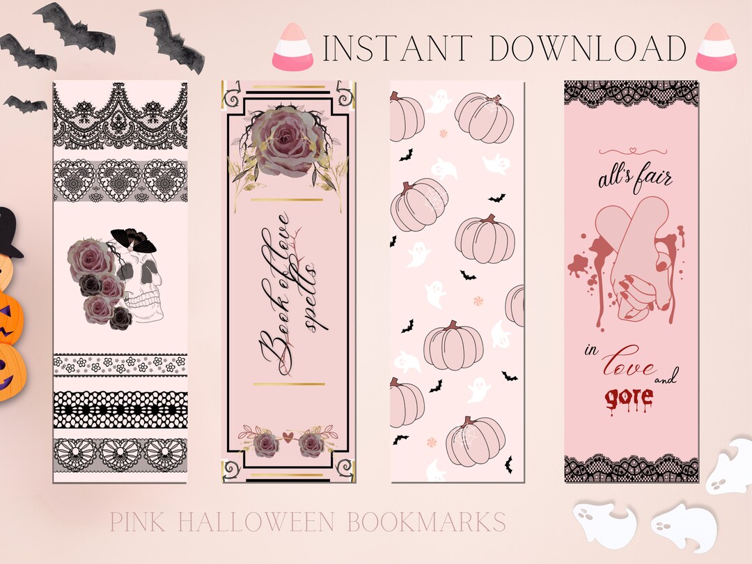 Pink Halloween Bookmarks for Spooky Season Lovers of Pink Halloween ...