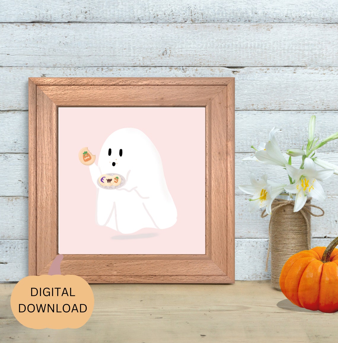 Cute Spooky Ghost Art Print For Spooky Baskets Etsy