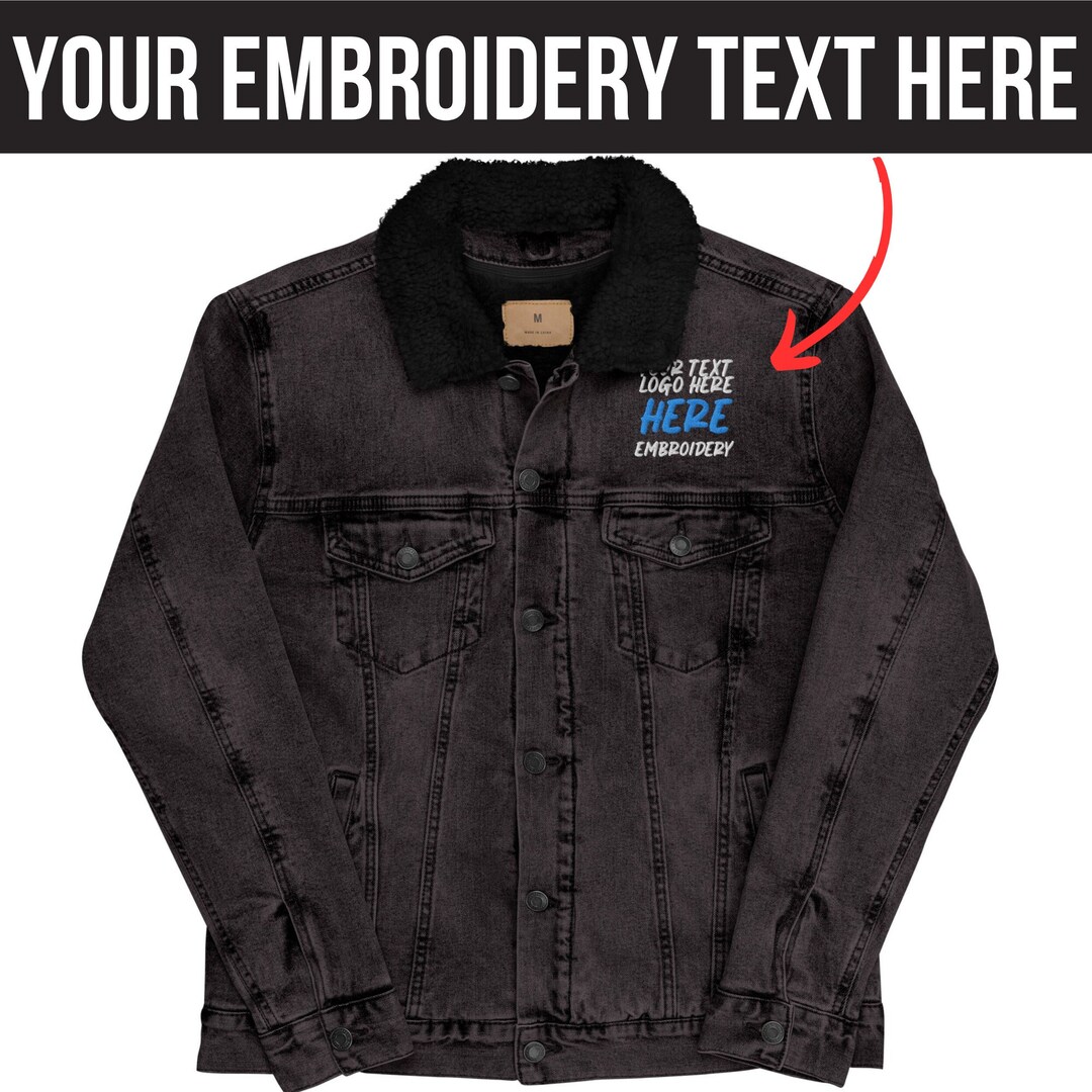 Personalize Denim Sherpa Jacket Custom Embrodery Personalized Text ...