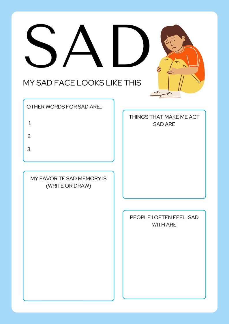 Printable Worksheets for Kids: Let's Learn Emotions - Etsy