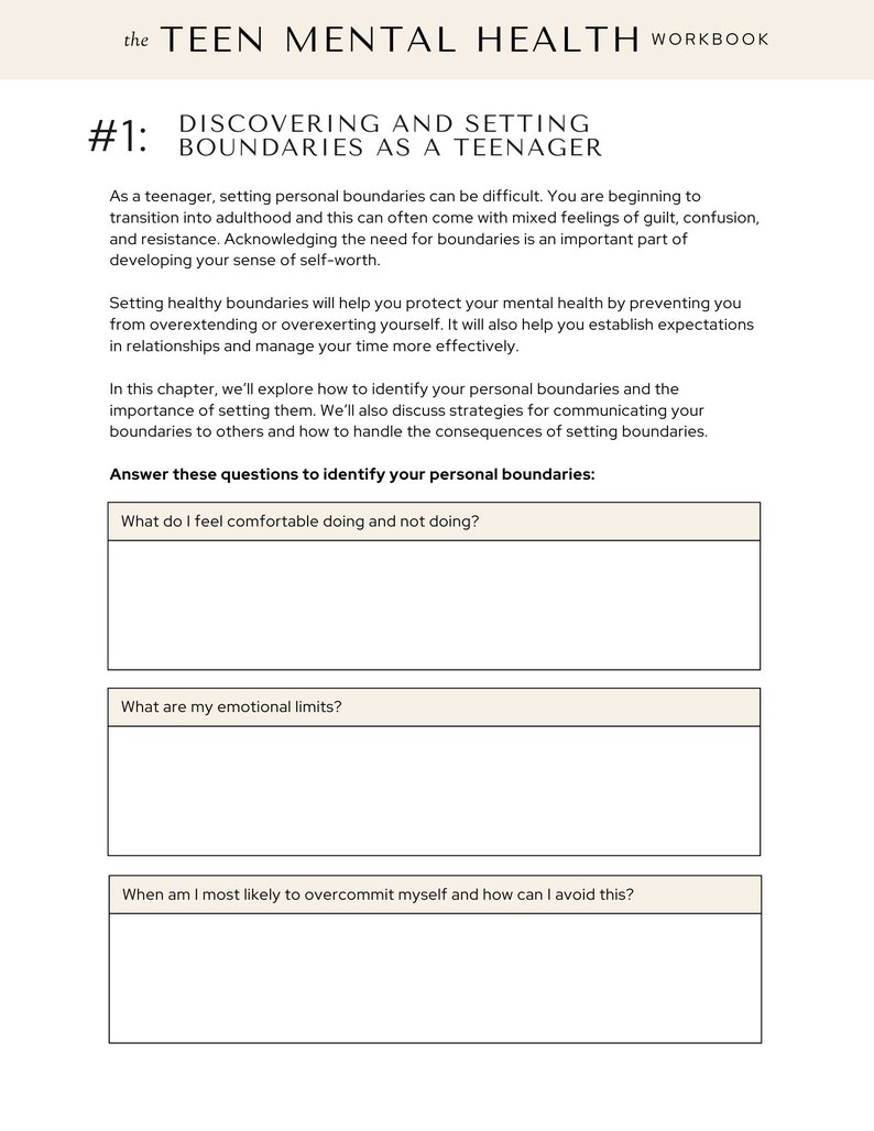 The Teen Mental Health Worksheet - Etsy