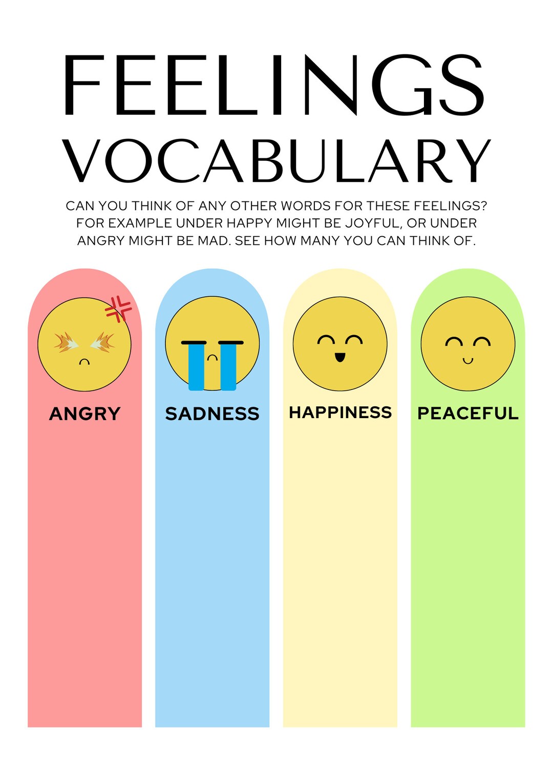 Printable Worksheets for Kids: Let's Learn Emotions - Etsy