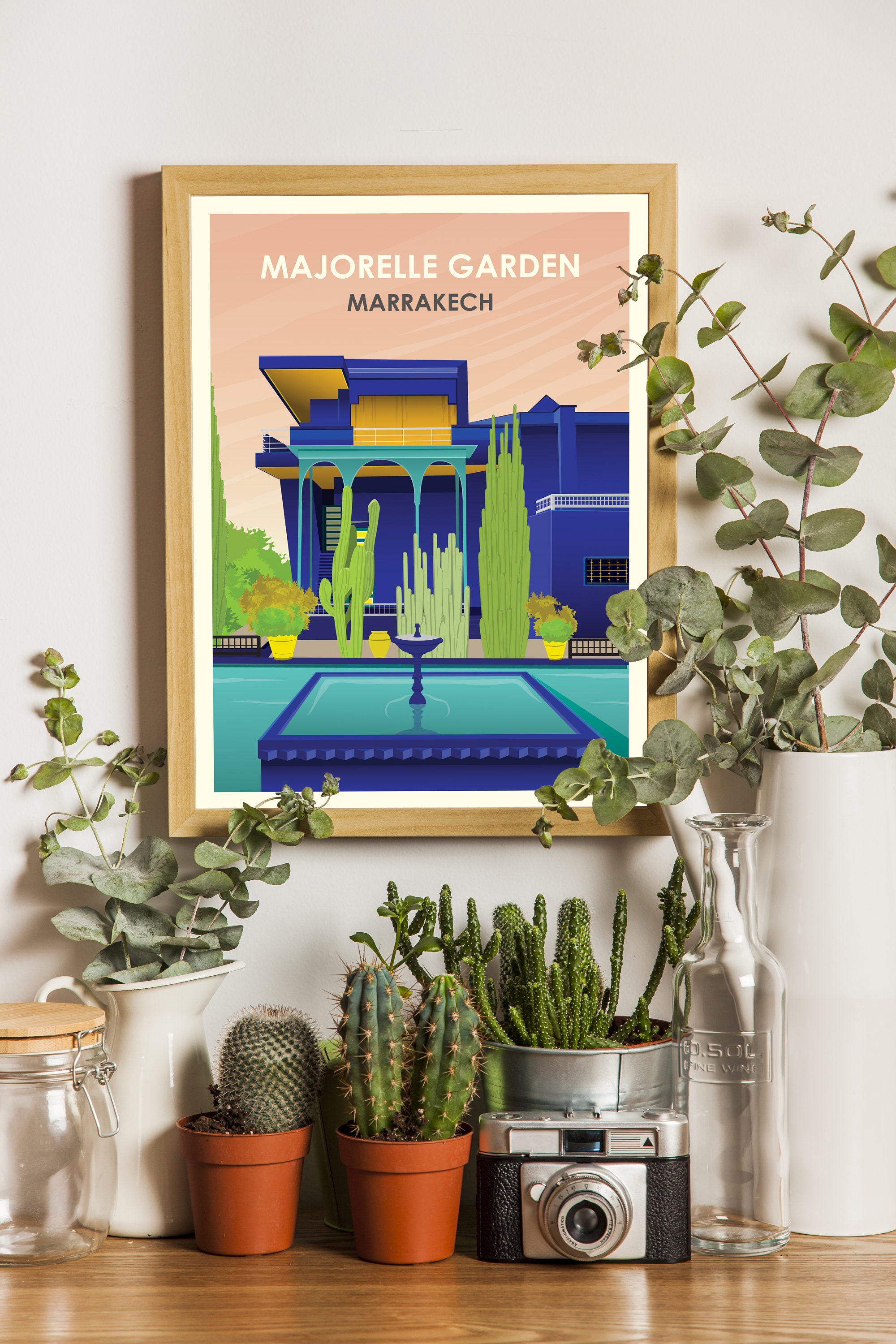 Morocco Poster Marrakech Poster Majorelle Garden Majorelle Illustration ...