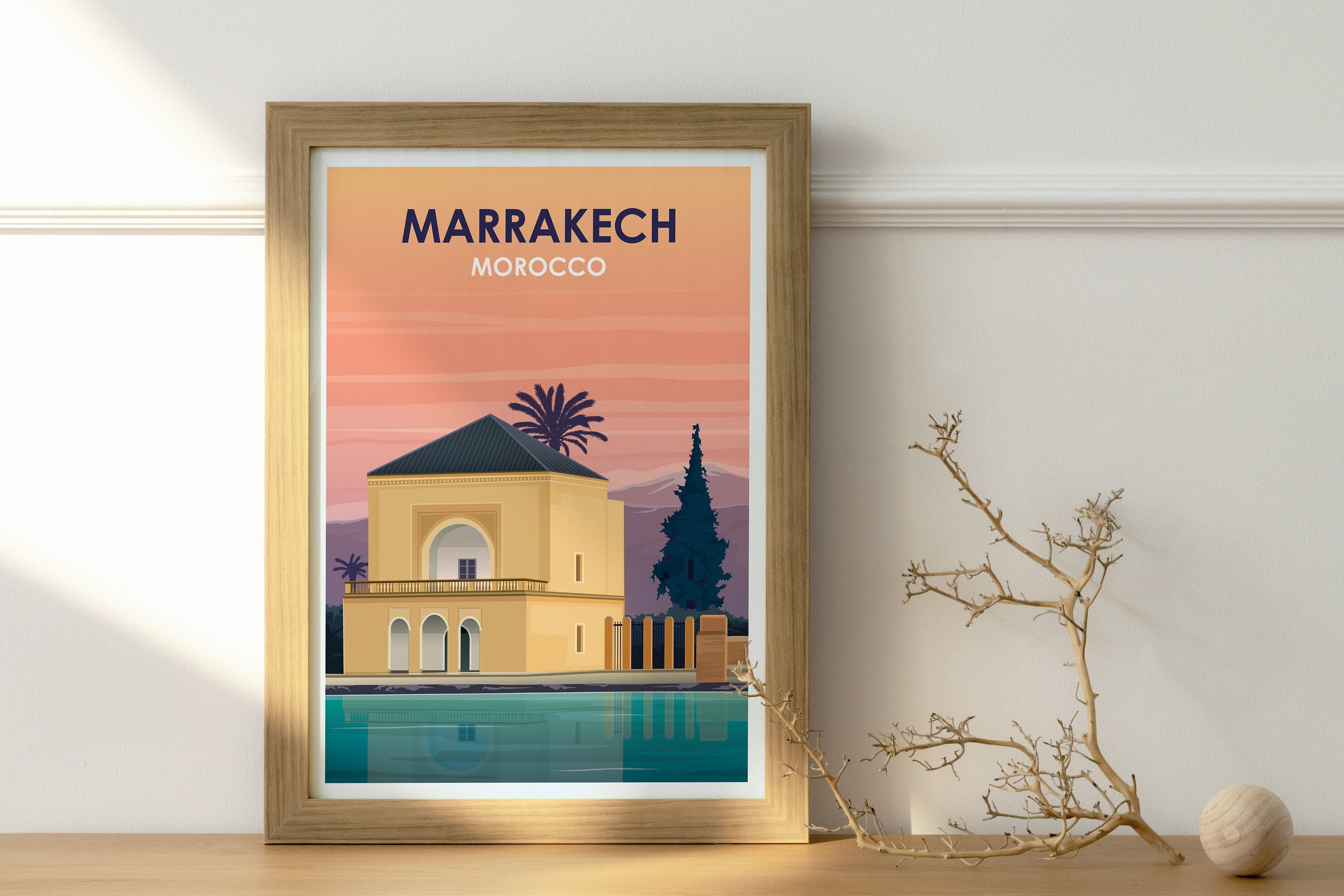 Morocco Poster Marrakech Poster Morocco Wall Art Marrakech Illustration ...