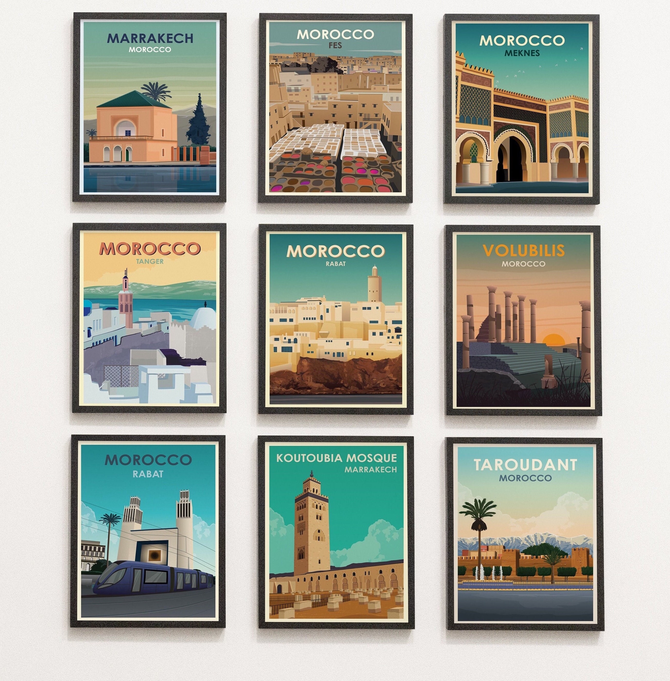 Set 9 Posters From Morocco Collection 9 Vintage Posters Morocco Morocco ...