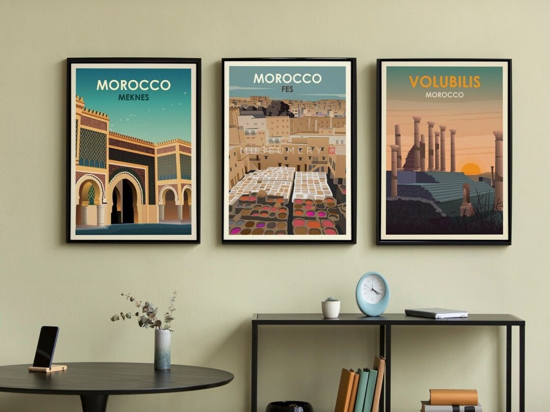 Set of 3 Posters of Morocco Collection of 3 Vintage Morocco Posters ...
