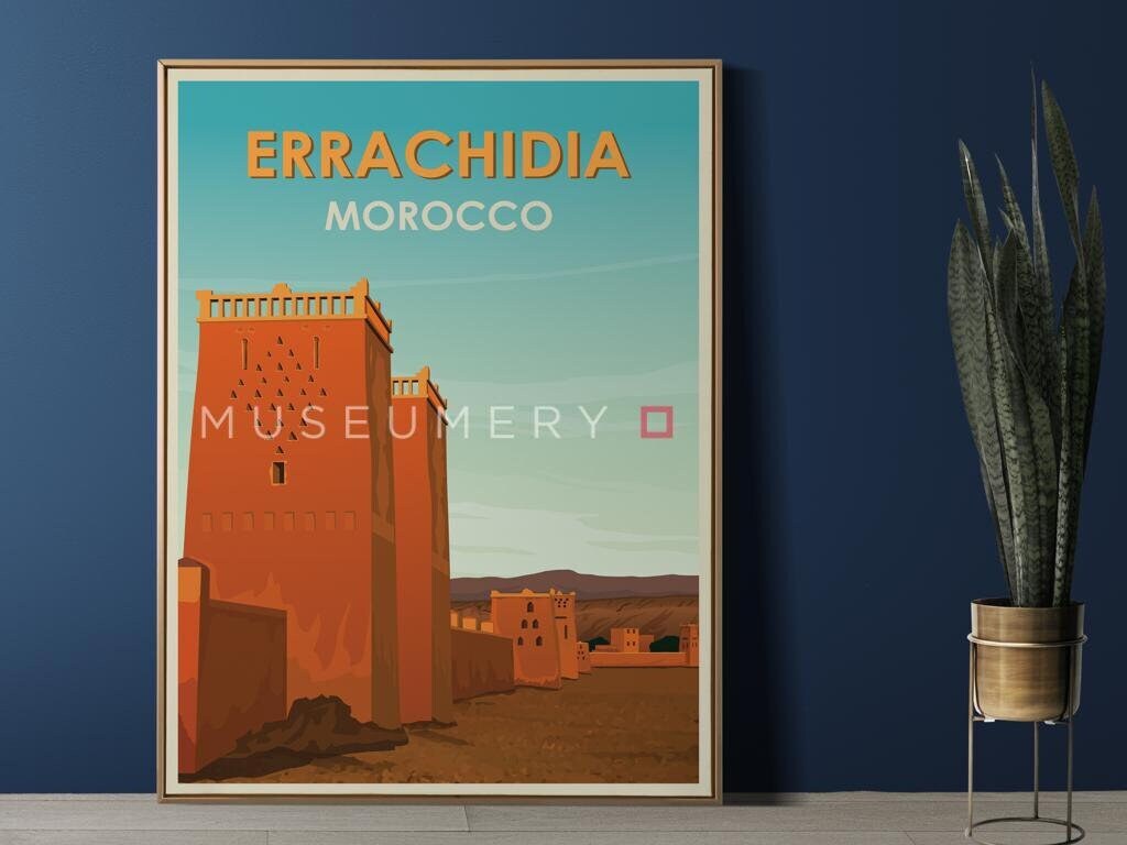 Morocco Poster Vintage Morocco Poster Morocco Print Errachidia Poster ...