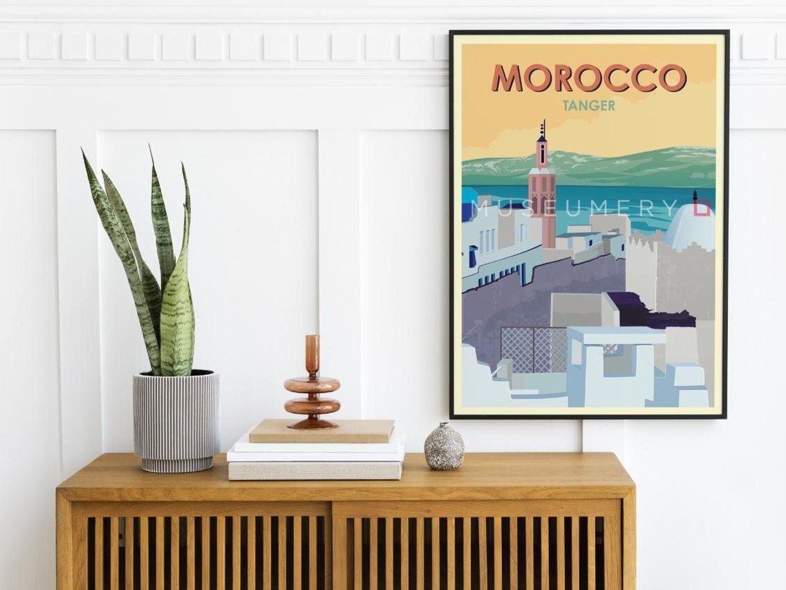 Tangier Poster Vintage Morocco Poster Morocco Wall Art Illustration ...