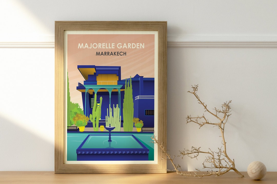 Morocco Poster Marrakech Poster Majorelle Garden Majorelle Illustration ...