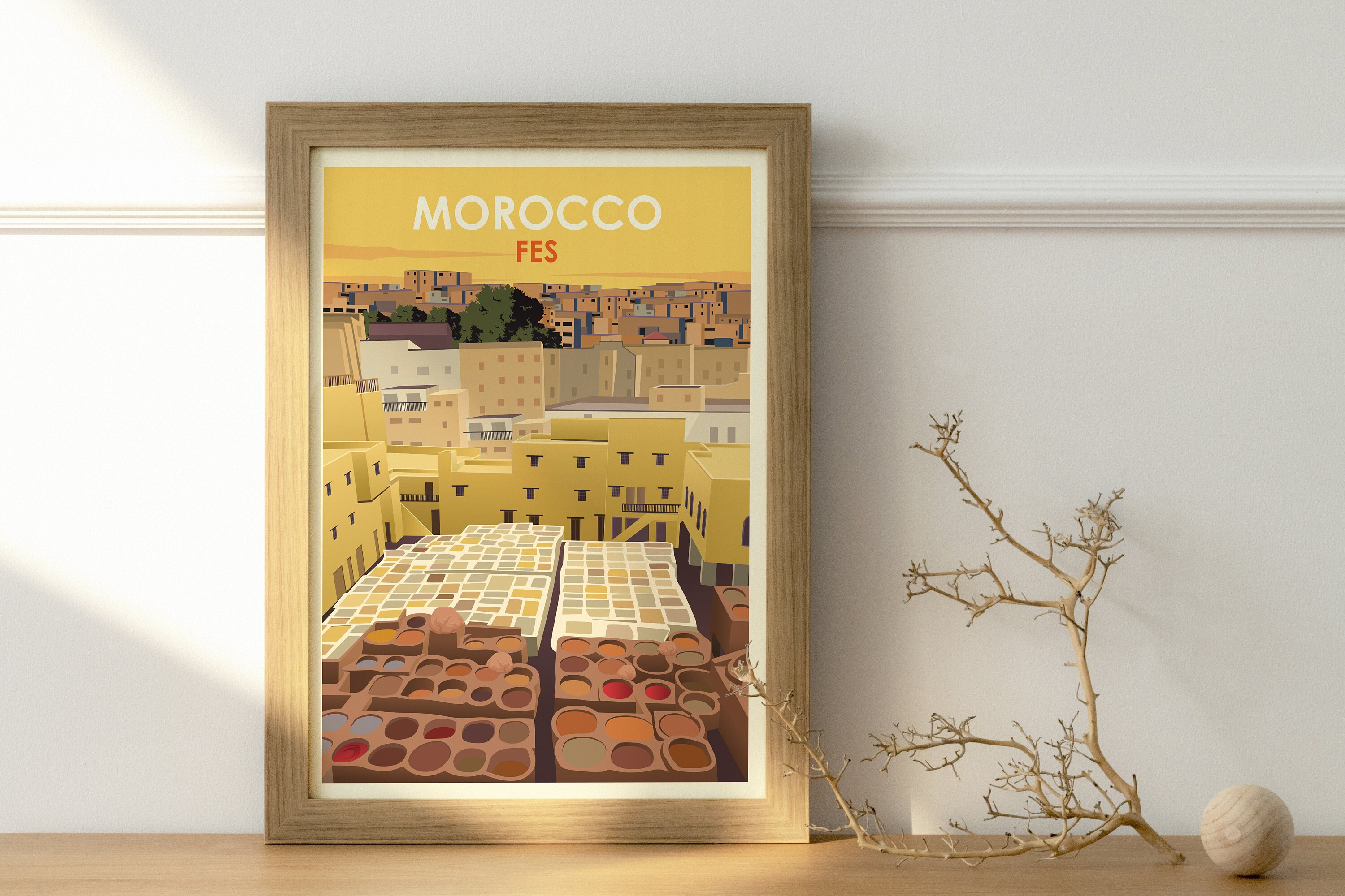 Morocco Poster Fes Poster Morocco Wall Art Fes Illustration Wall Art ...