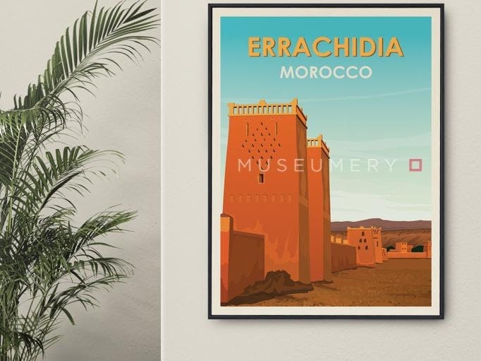 Morocco Poster Vintage Morocco Poster Morocco Print Errachidia Poster ...