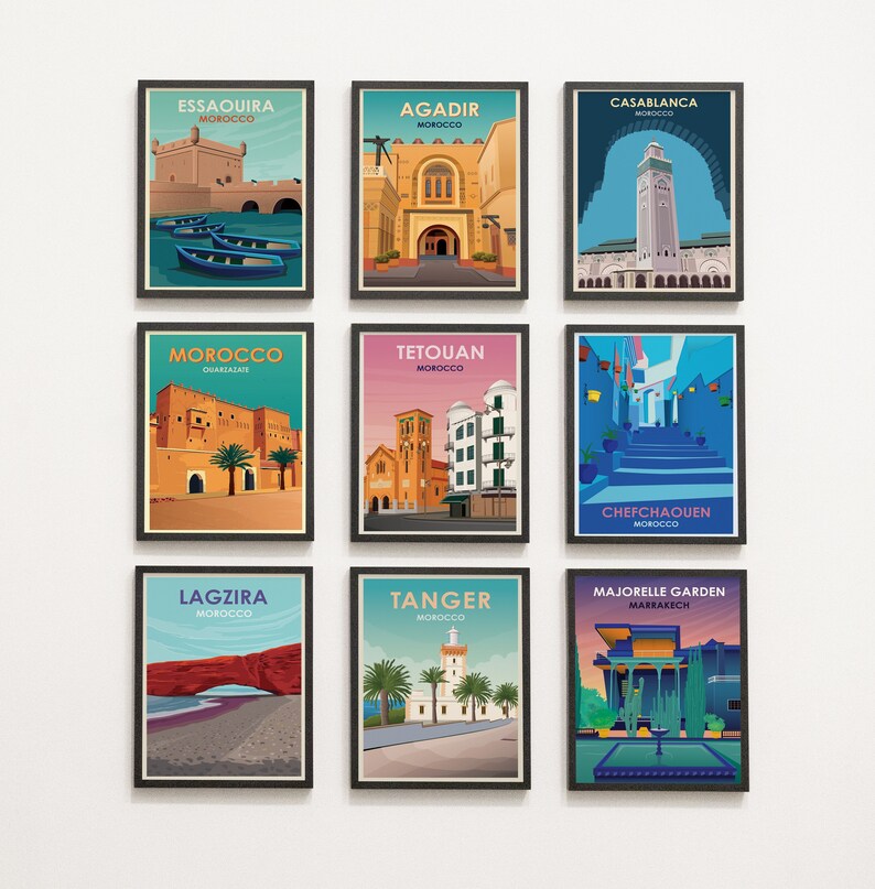 Set 9 posters du Maroc Collection 9 Posters vintage Maroc - Etsy France