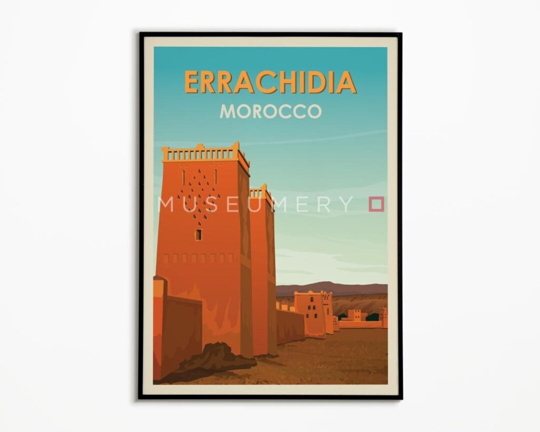 Morocco Poster Vintage Morocco Poster Morocco Print Errachidia Poster ...