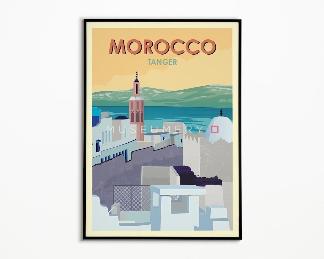 Tangier Poster Vintage Morocco Poster Morocco Wall Art Illustration ...
