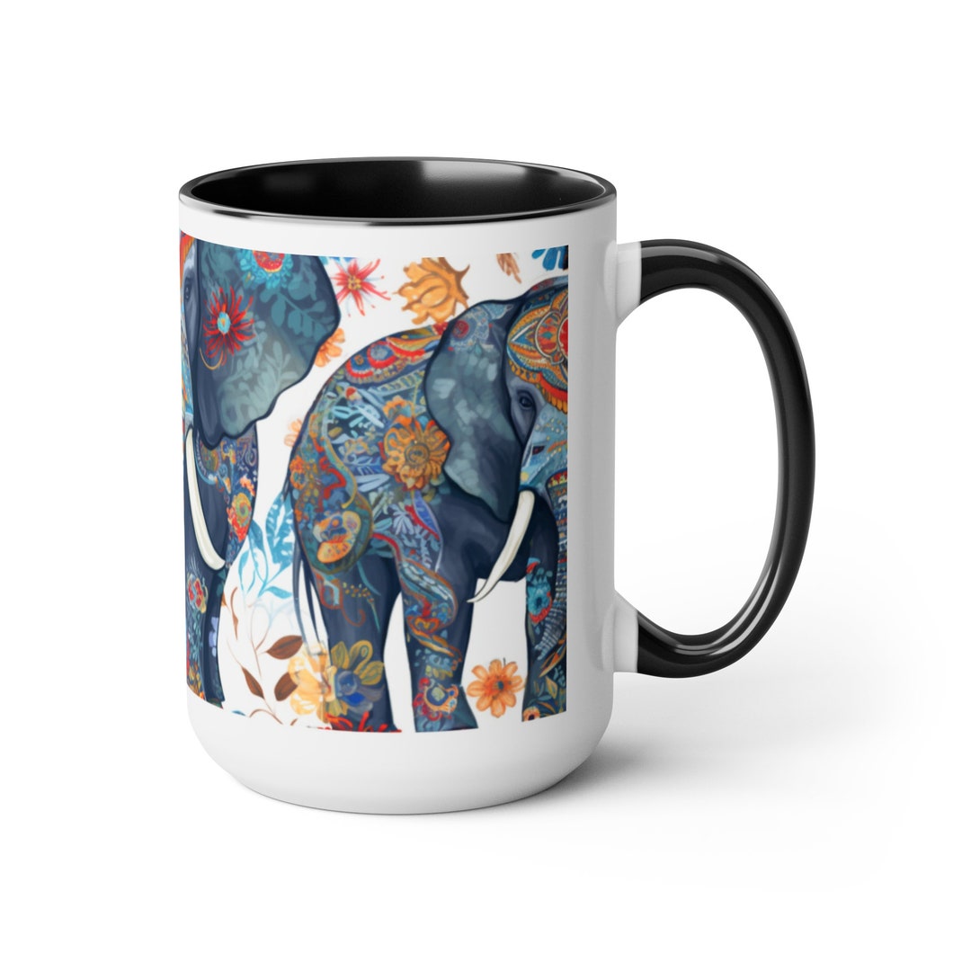 Vibrantly Bold: Whole Lotta Elephants on Two-tone Coffee Mugs, 15oz - Etsy