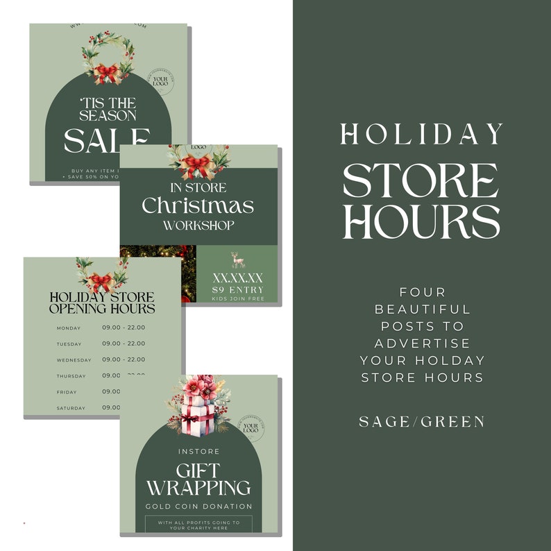 Holiday Store Hours Template INSTANT DOWNLOAD Canva Template, Facebook ...