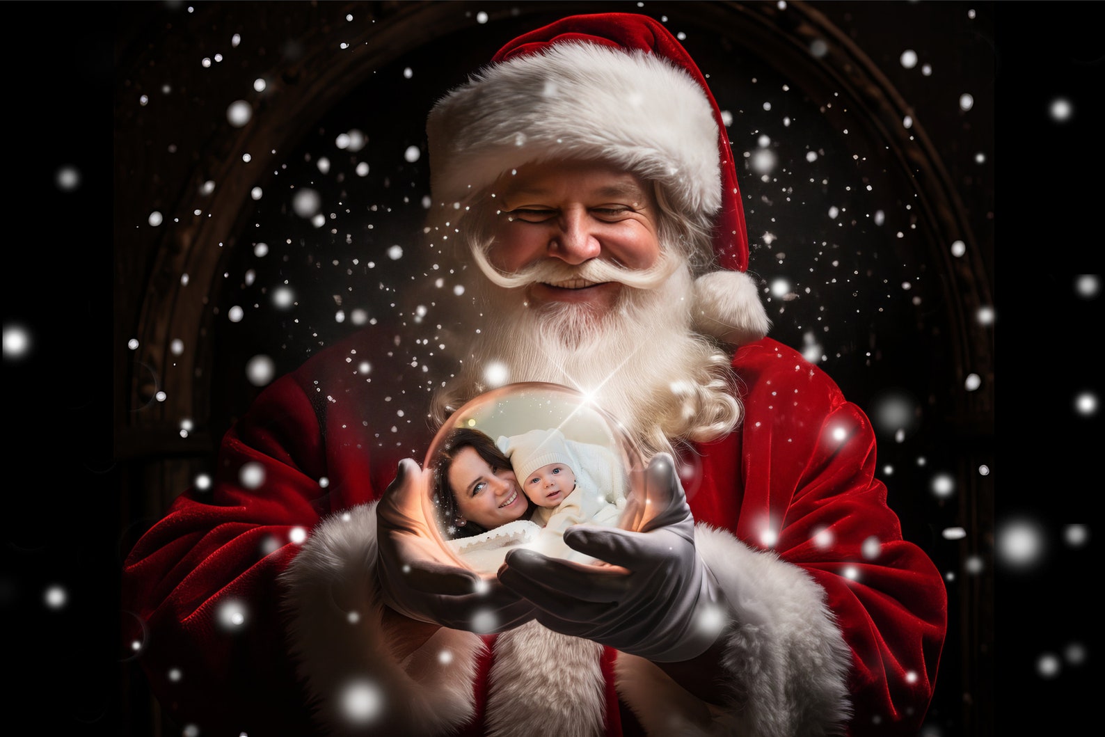 Santa Photo Snow Globe Digital Background INSTANT DOWNLOAD Canva ...